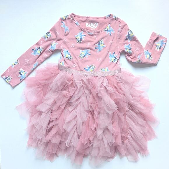Bluey | Dresses | Bluey Girls Tulle Tutu Jersey Dress Gray Pink Music ...